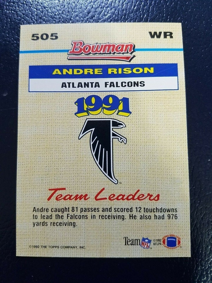 Andre Rison Atlanta Falcons 1992 Bowman #505 White Border ERROR RARE ...