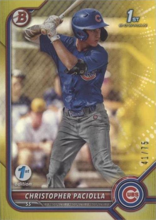 2022 Bowman Draft 1st Edition - Christopher Paciolla #BD-185 Yellow ...