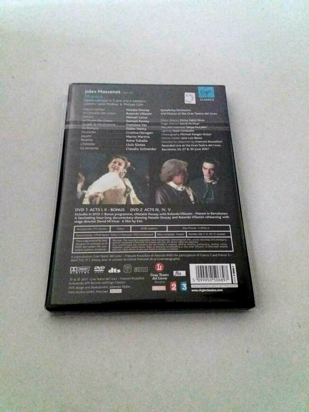 DVD " Massenet Manon " Like New Natalie Dessat Rolando Villazon Victor ...