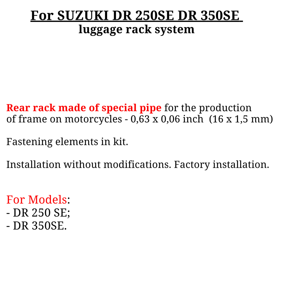 For Suzuki DR350SE Luggage rack system DR250SE pannier rack DR 350 SE ...