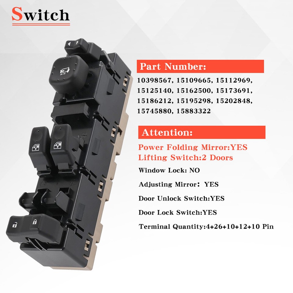 15883322 Driver Side Master Power Window Switch For Chevy GMC Silverado ...
