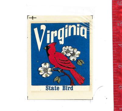 Vintage travel water decal Virginia State Bird Northern Cardinal | eBay