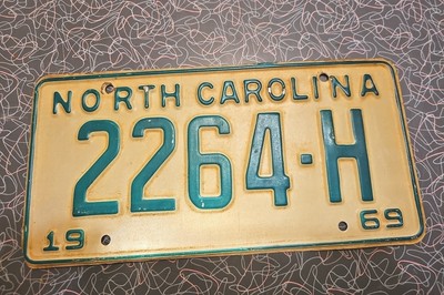 North Carolina License Plate, 1969 NC Tag 69 2264-H | eBay