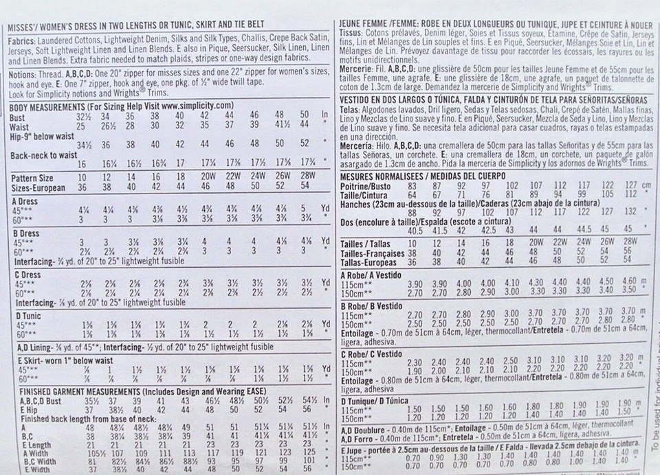 Simplicity Pattern 2917 Misses' Dress Sizes 10-18 w/Tunic- Skirt -Tie ...