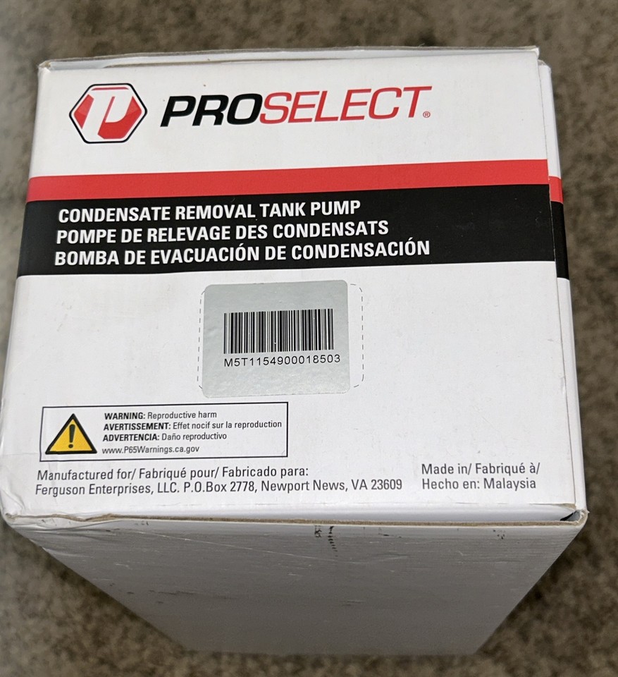 ProSelect - Condensate Pump - 115V - 15' Lift - With Safety Switch - FREESHIP | eBay