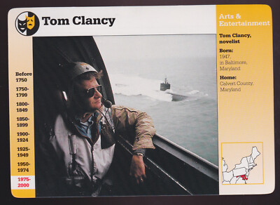 TOM CLANCY Author Writer Photo Bio 1998 GROLIER STORY OF AMERICA CARD ...