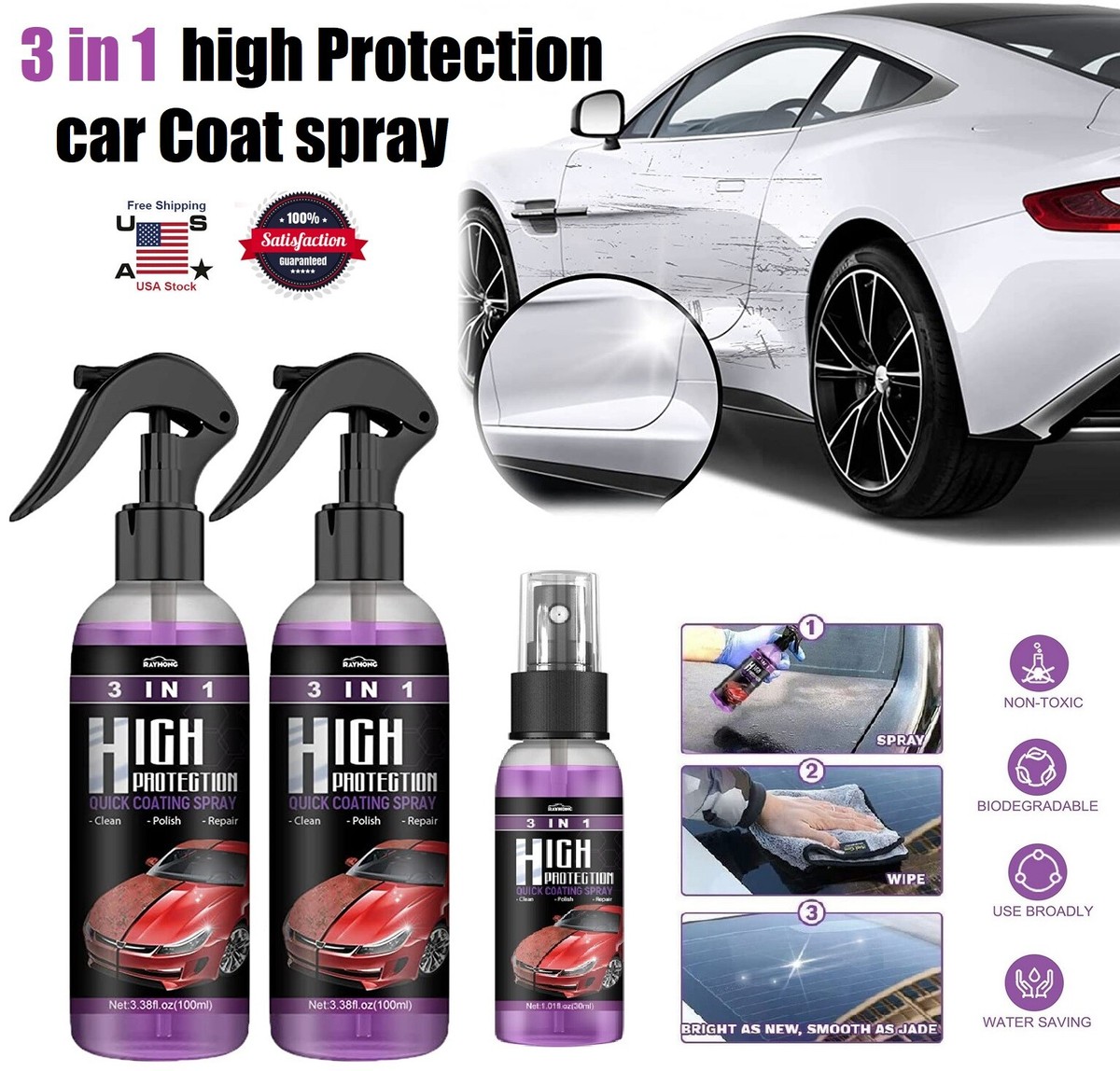 Peachloft Car Spray Rayhong Multi-Functional Coating Renewal Agent, 3 ...