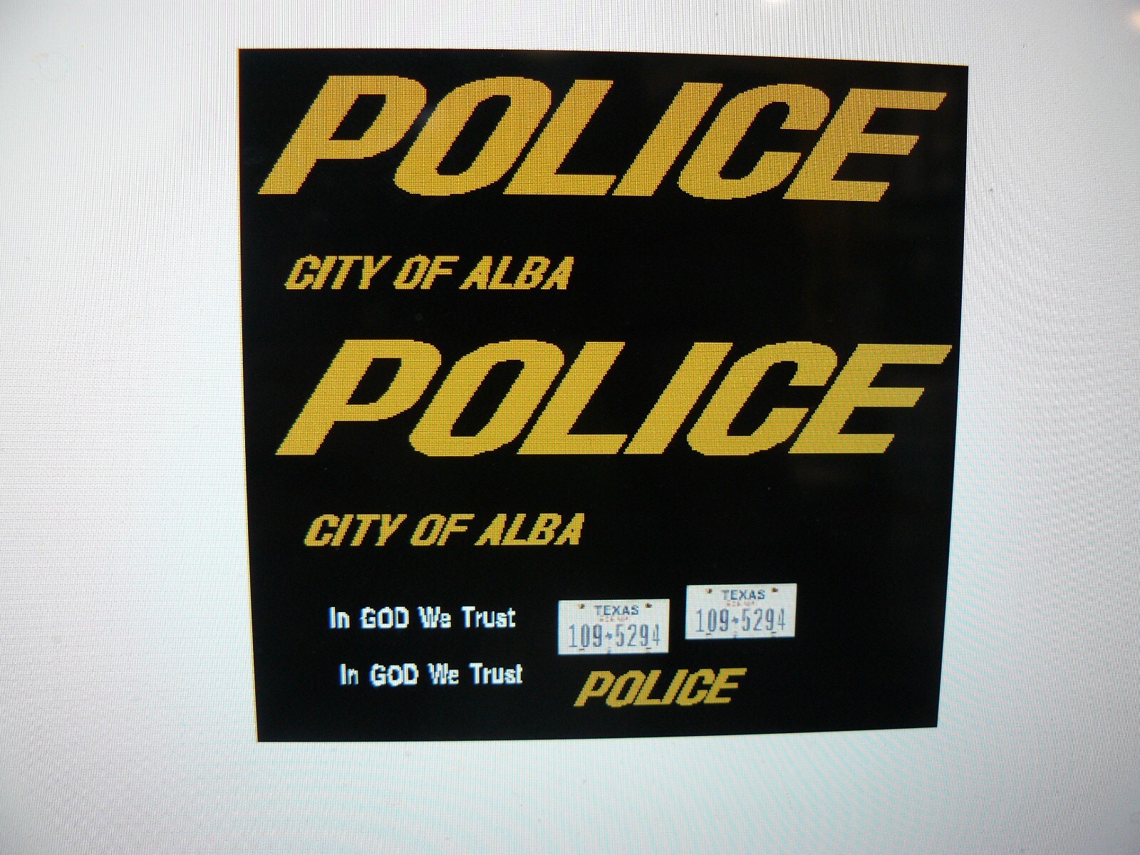 Alba Texas Police Patrol Vehicle Decals 1:24 | eBay