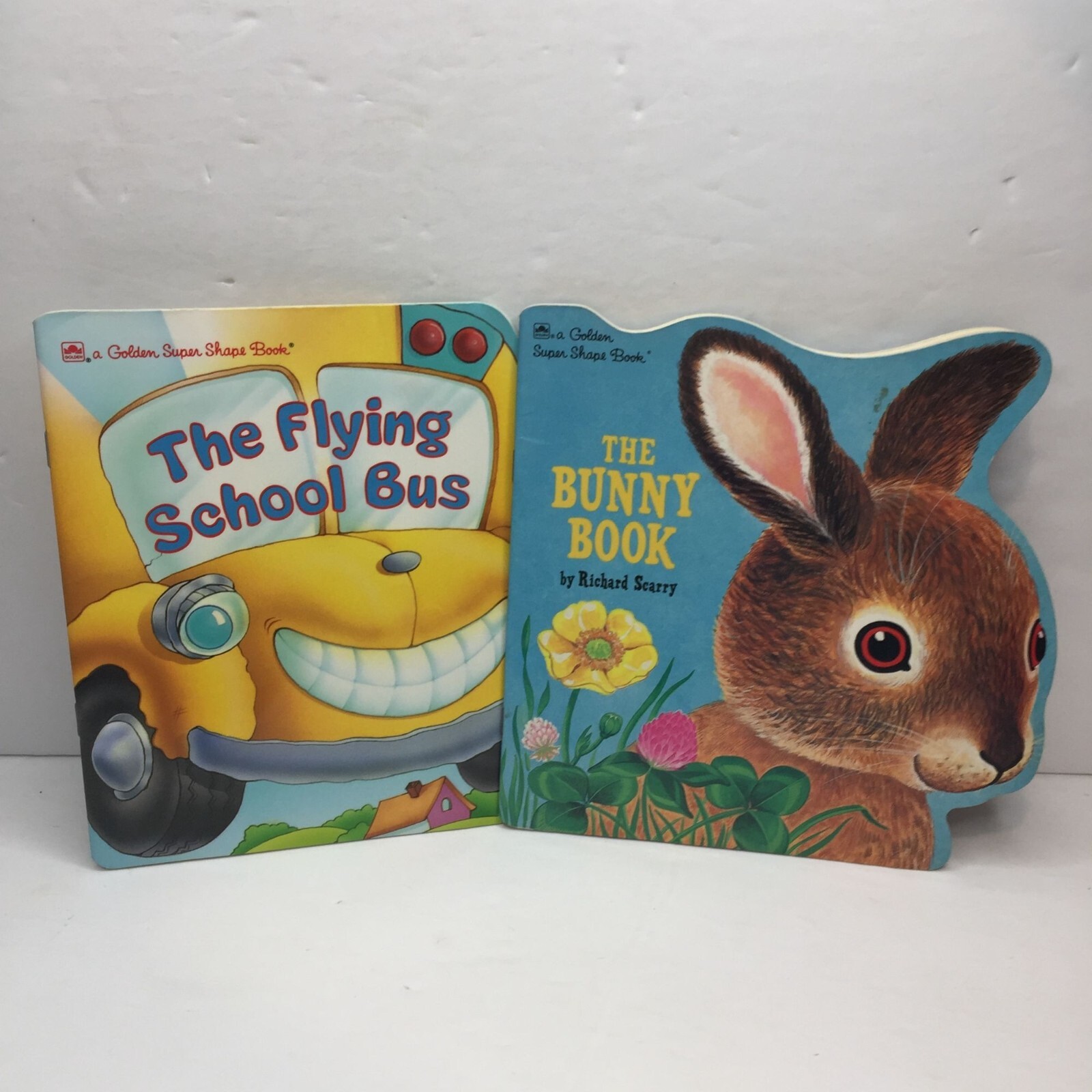 Vintage Lot 2 Kids Golden Super Shape Books Bunny Scarry Flying School ...
