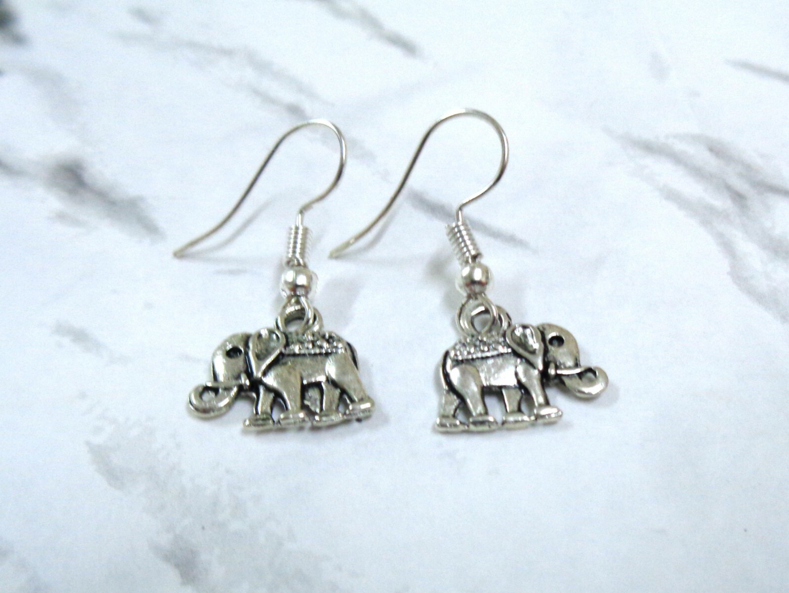Small Silver Elephant Earrings Lucky Animal Hooks Simple Boho Ladies ...