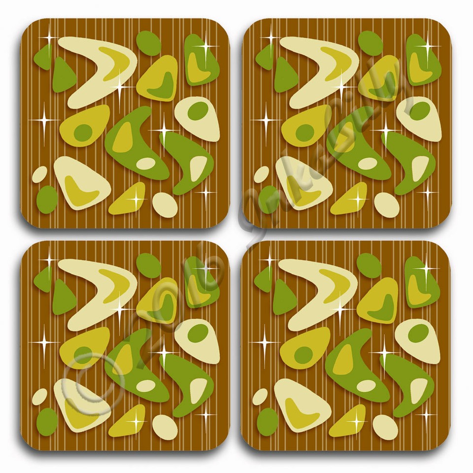 Atomic Boomerang Coasters, 1950's style coasters, Retro Mid Century ...