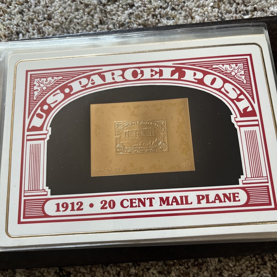 23 Karat Gold Proof Collection US Stamp Classics 33 Stamps W/COA 3.7g ...