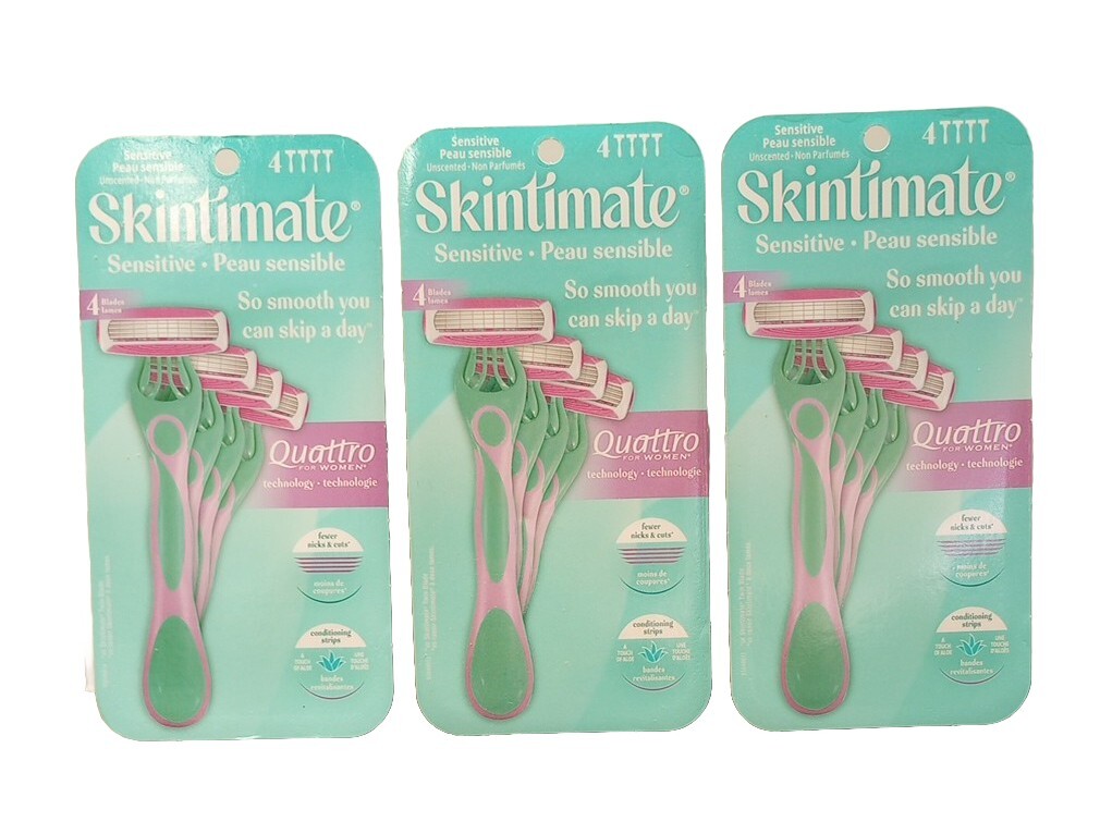 Lot of 3: Skintimate Sensitive Skin Womens Disposable 4 Count Razors ...