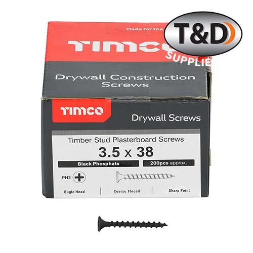 Timoc 200Pcs Drywall Screws 3.5x38 PH Bugle Head, Timber Stud ...