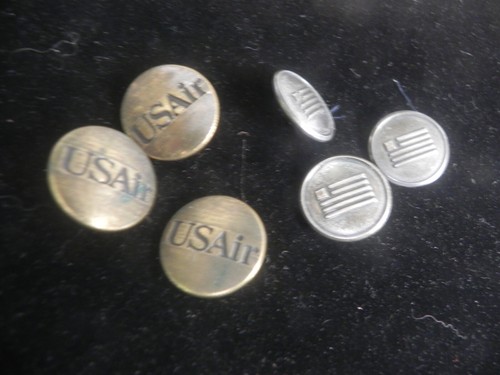 SIX VINTAGE USAIR & USAIRWAYS AIRLINE FLIGHT UNIFORM BUTTONS.. 6 ...