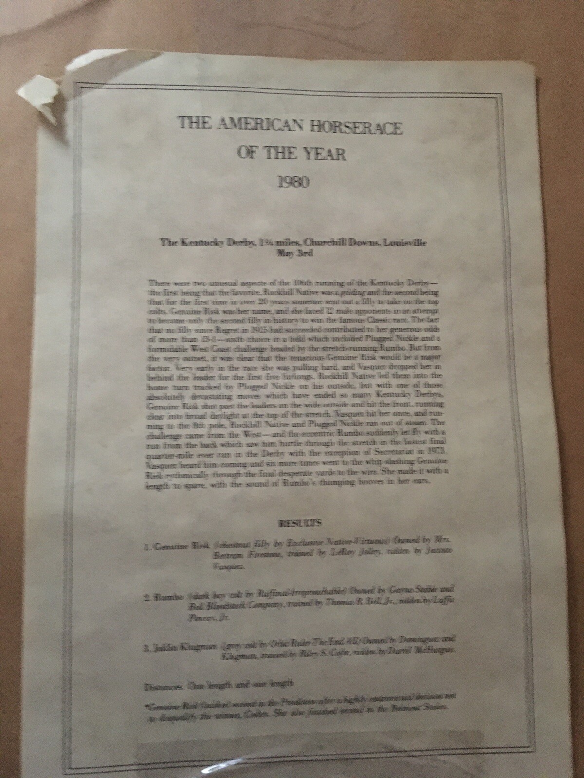 Genuine Risk Defeats the Boys Richard Stone Reeves Signed/Numbered | eBay