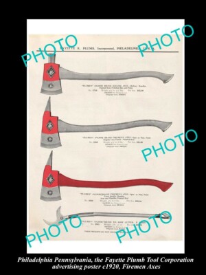 POSTCARD SIZE PHOTO OF PHILADELPHIA PA THE F/P TOOL Co POSTER FIREMEN ...