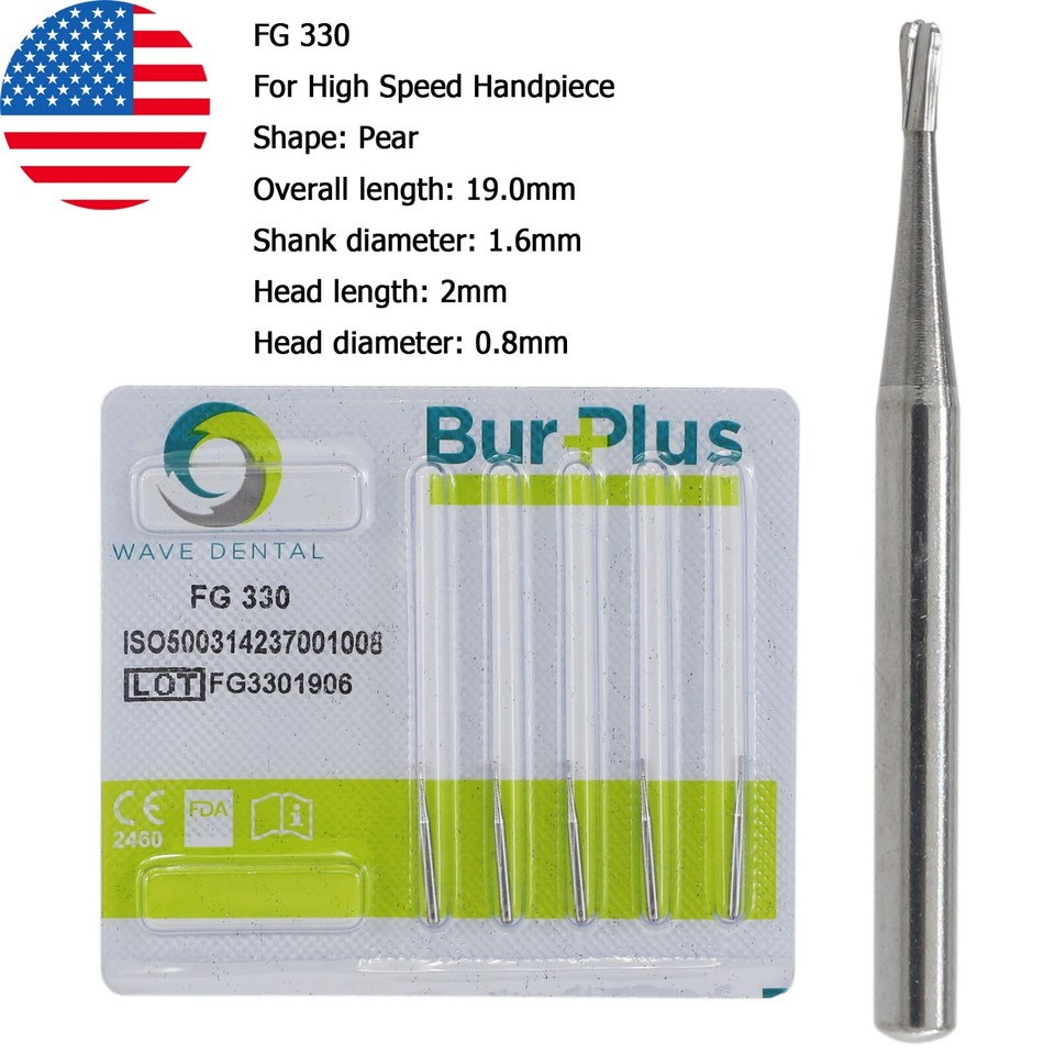 Wave Dental Carbide Burs FG 330 331 332 For High Speed Handpiece Pear ...