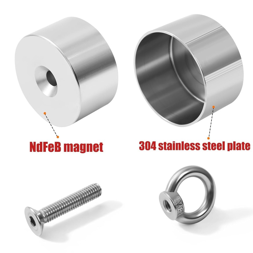 2500 Lb Strong Fishing Magnet 360 Degree - Powerful Neodymium N52 ...