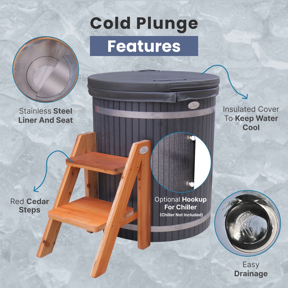 ALEKO Cold Therapy 1 Person Ice Bath 118 Gallon Cold Plunge 33.5" x 31. ...