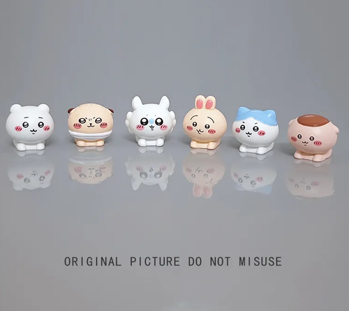 6Pcs Chiikawa Rakko Usagi Momonga Pvc Figure Automotive Statue Ornament ...