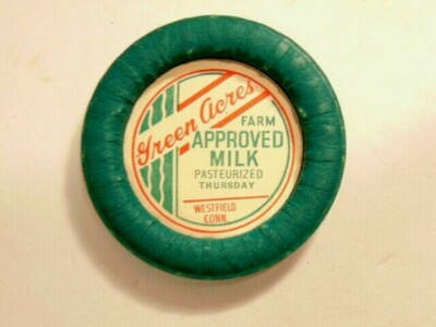 vintage green milk bottle cap: Green Acres Farm Approved Milk ...