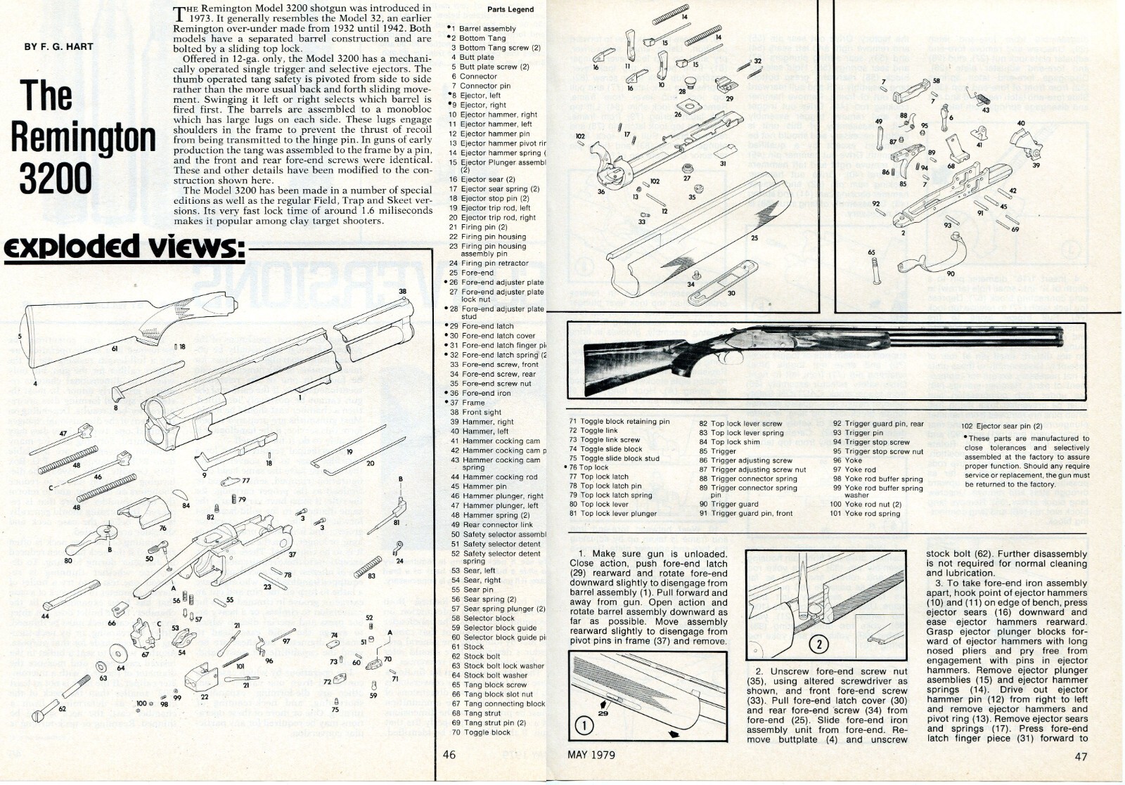 1979 2pg Print Article of Remington 3200 Shotgun Parts List ...