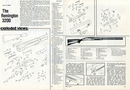 1979 2pg Print Article of Remington 3200 Shotgun Parts List ...