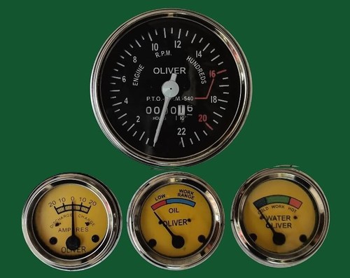 Oliver Tractor Super 55 66 67 Gauge Kit (Tachometer + Temp + Ampere+ ...