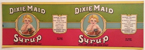 Dixie Maid Syrup Original Vintage Can Label Roddenbery Cairo, Georgia ...