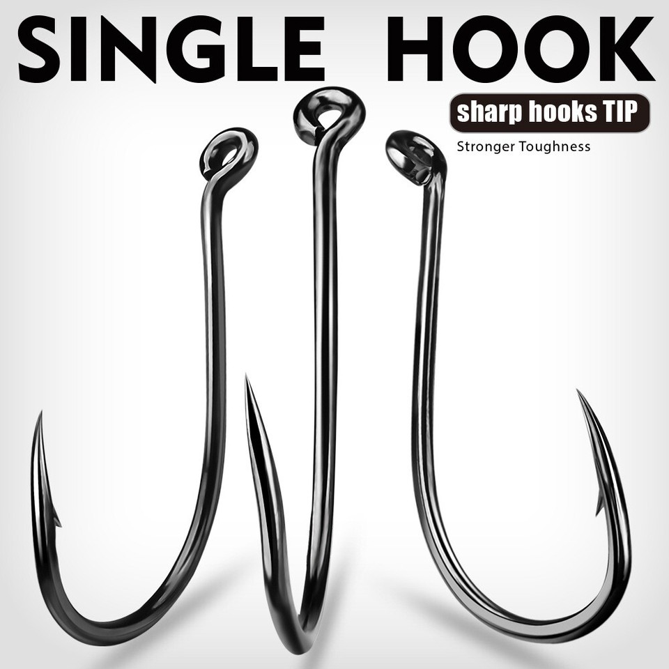 100pcs Strong Offset Sport Circle Fishing Hooks Black Octopus Fish ...