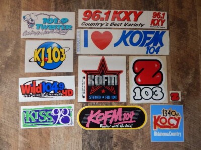 11 Vintage 1980s OKC Radio Station Stickers-KISS, Twister, KOFM, KXY ...