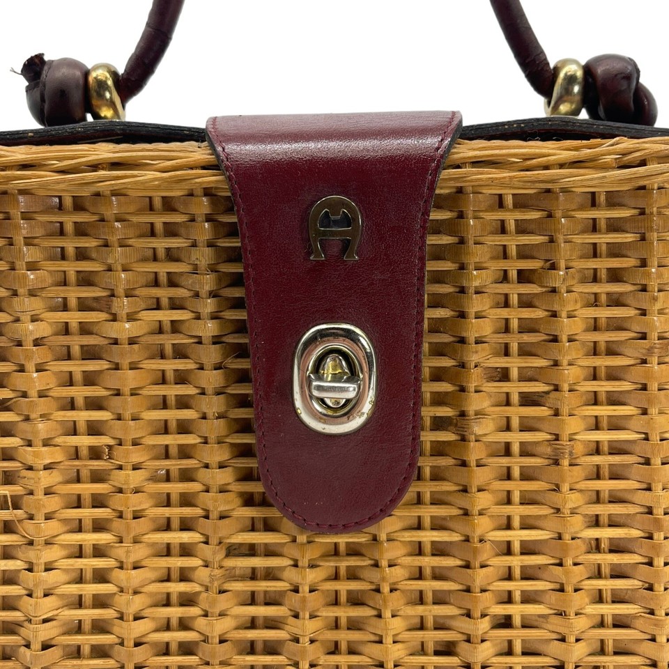 Vintage 60s 70s ETIENNE AIGNER Small Woven Wicker Handbag Basket Bag ...