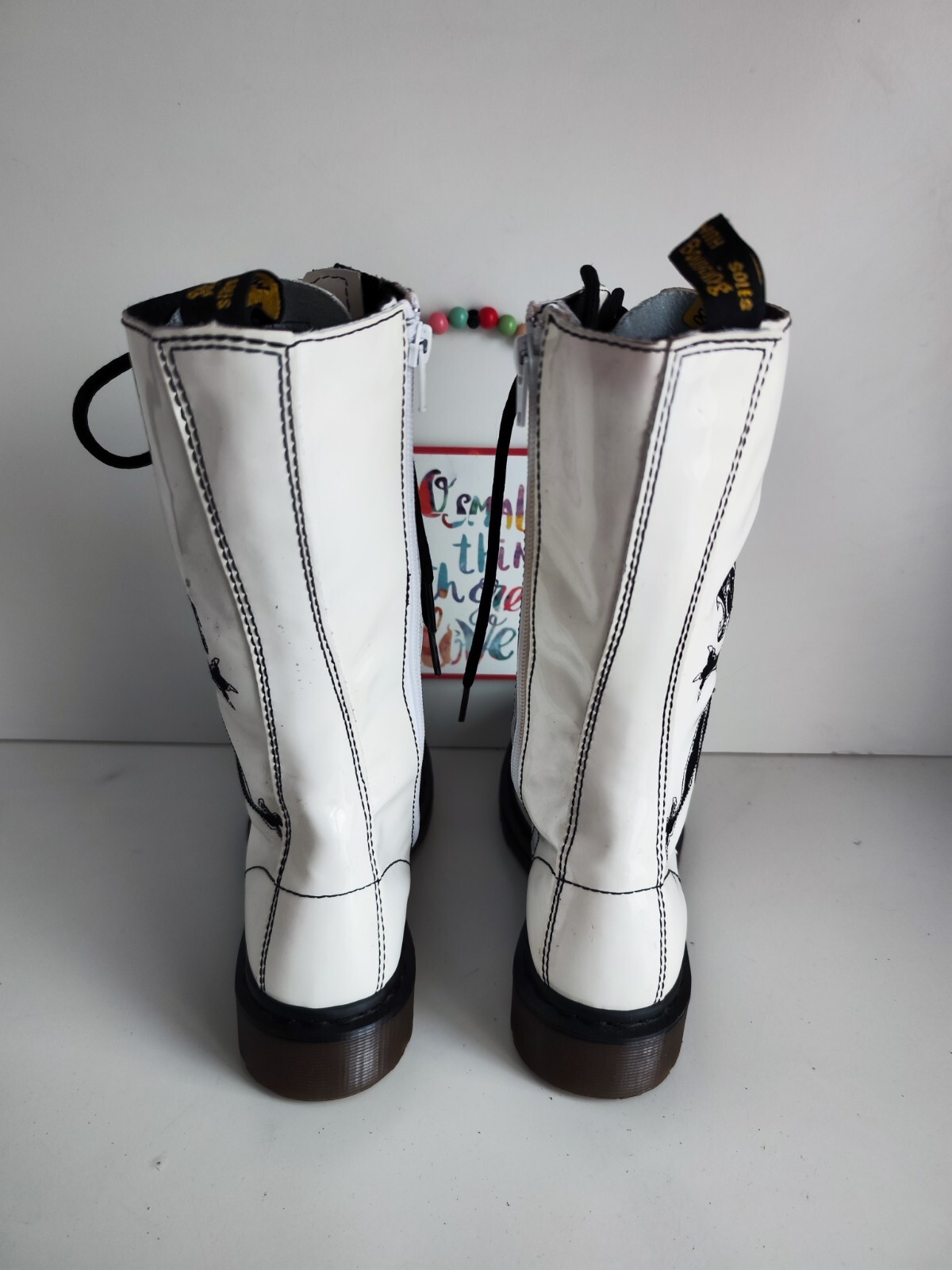 Dr Martens white patent boots 14 hole panther 1b99 mid calf UK5 EU38 US7 wedding | eBay UK