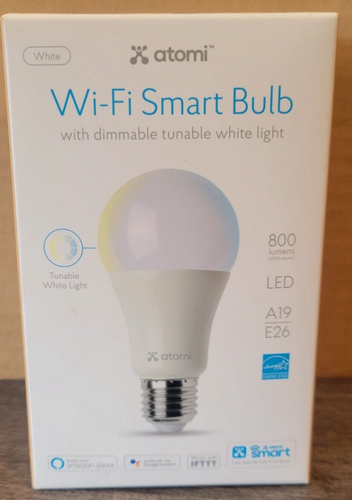 Atomi Wi-Fi Smart Bulb LED - dimmable & Tunable WHITE light - works w ...