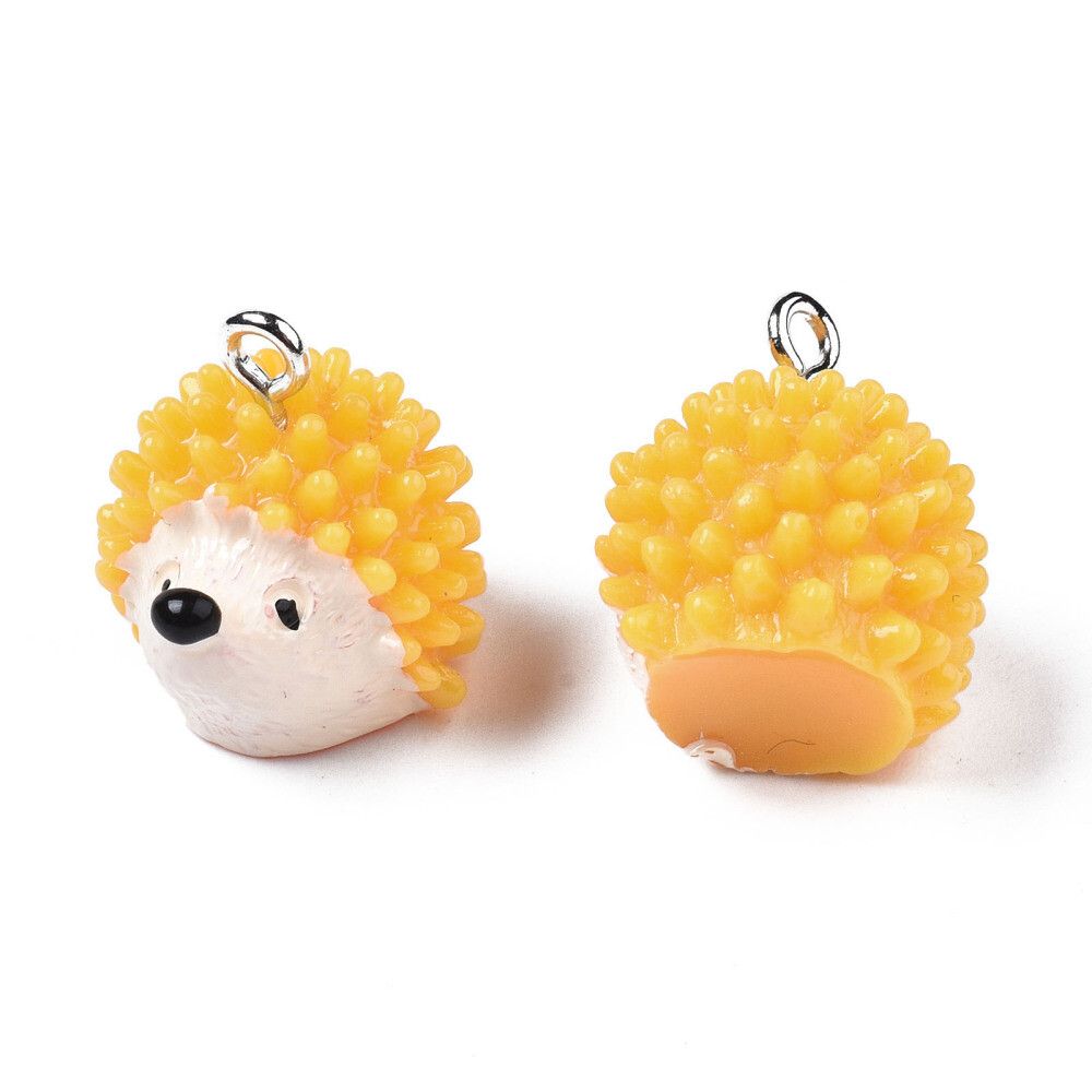 HEDGEHOG Charms Resin Pendants Animal Nature Cute 19mm x 16mm 10pcs ...