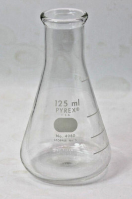 PYREX 4980-125, 125mL Narrow Mouth Erlenmeyer Flasks w/ Heavy Duty Rim ...
