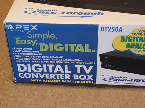 New- Apex DT250A Digital TV Converter Box with Analog Pass-Through w ...