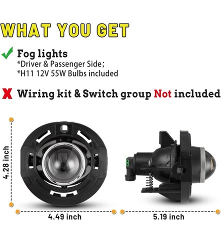 Set of 2 Fog Lights Driving Lamps Front Driver Passenger 5182021AB For ...