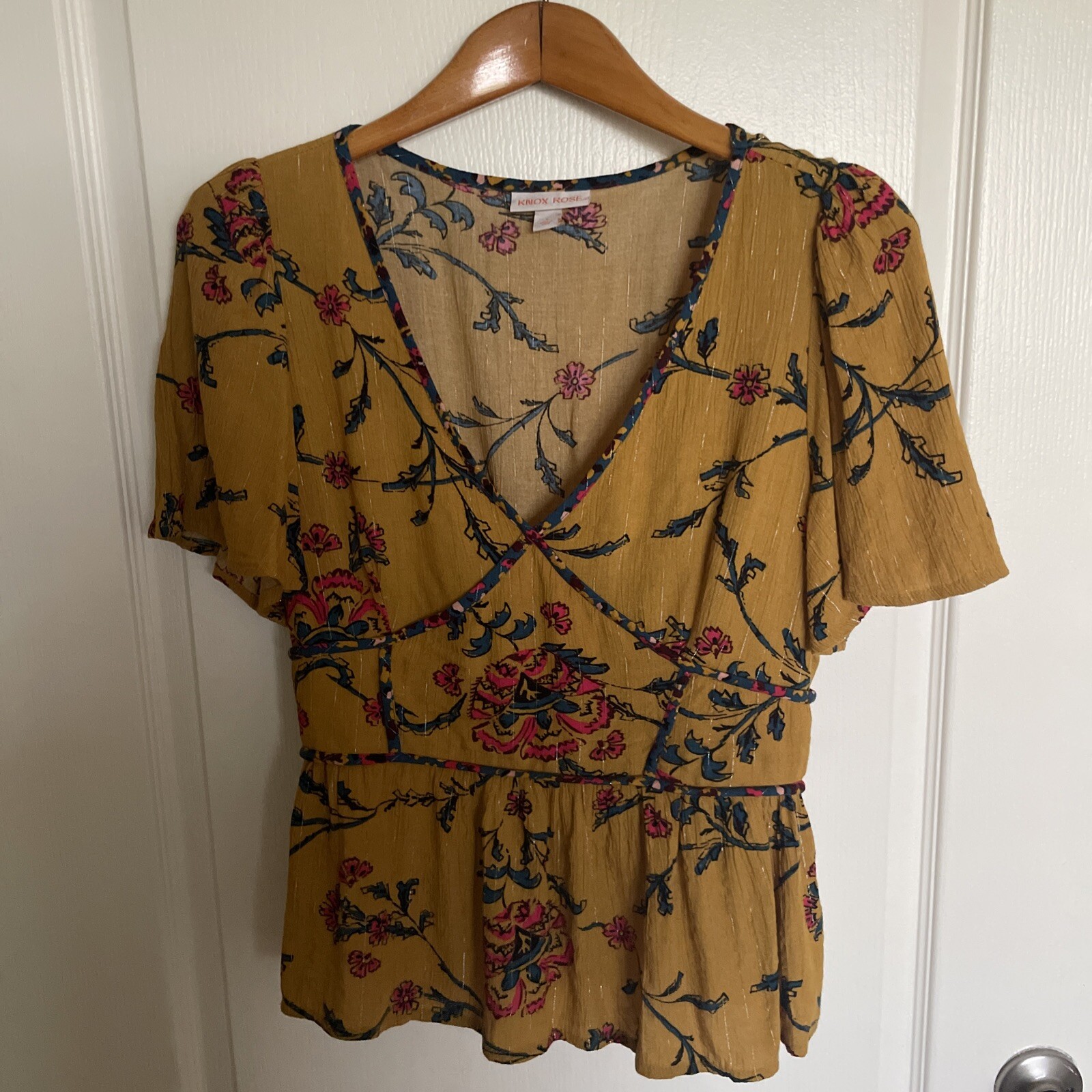 Knox Rose Mustard Turquoise Pink Floral Short Sleeve … Gem