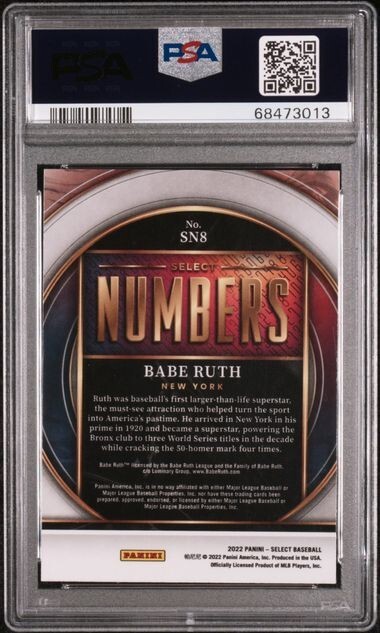 2022 SELECT BABE RUTH SELECT NUMBERS SN8 PSA 9 NY YANKEES MLB | eBay