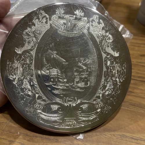 NAUTICAL NOS- SET 8 HEAVY QUALITY VINTAGE SILVER PLATE ELEGANT COASTERS ...