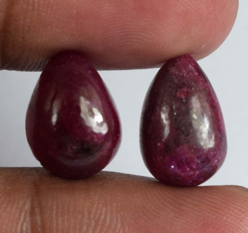 Natural Pear Cabochon Madagascar Ruby Gemstone Pair 15.60 Ct Certified ...
