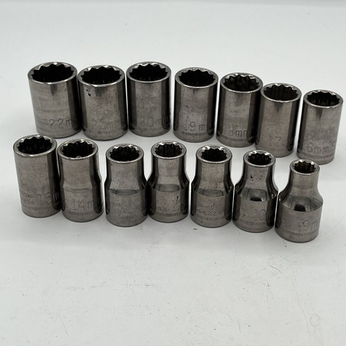 Craftsman 1/2 drive 12 point Metric Socket 14 Piece set 9 - 22 mm USA G ...