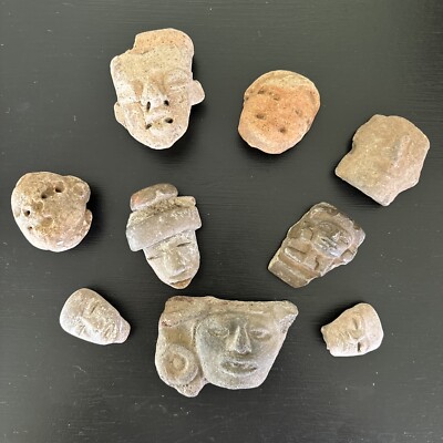 Pre-Colombian Primitive Human Head Face Effigy Pottery Shards | eBay