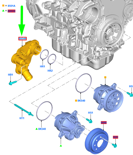 OEM Ford Ranger T6 Mk3 Water Pump Connecting Tube Gk2q-8a544-ba 2380746 ...
