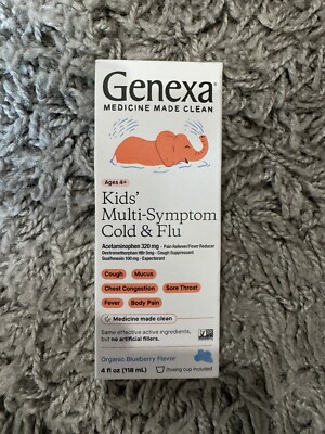 Genexa Kids Multi-Symptom Cold & Flu Syrup 4 Oz Blueberry Age 4+ Exp 09 ...