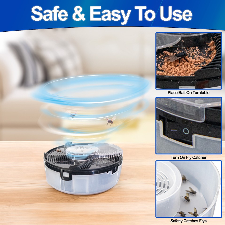 Electric Bug Fly Trap Mosquito Killer Turntable USB Powered Insect ...