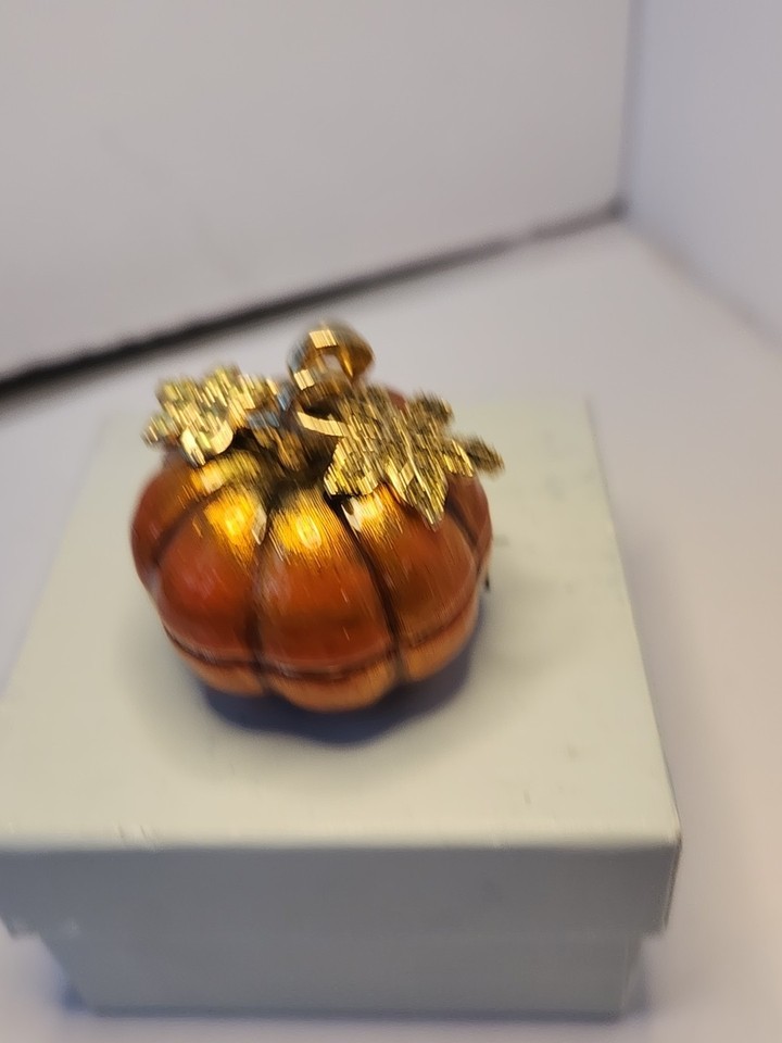 Boxed Monet Enamel & Rhinestone Pumpkin Keepsake Trinket Treasure Box ...