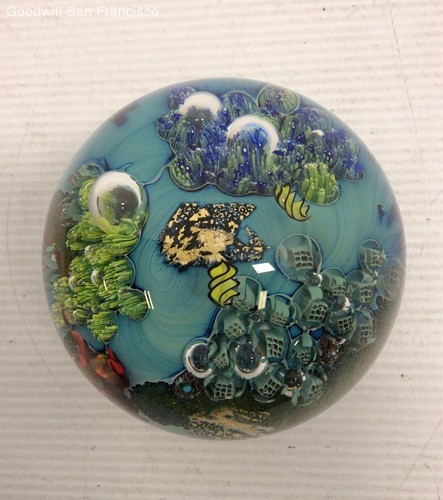 Home Decorative Blue 2001 Josh Simpson Studio Glass Round Paperweight 4 ...